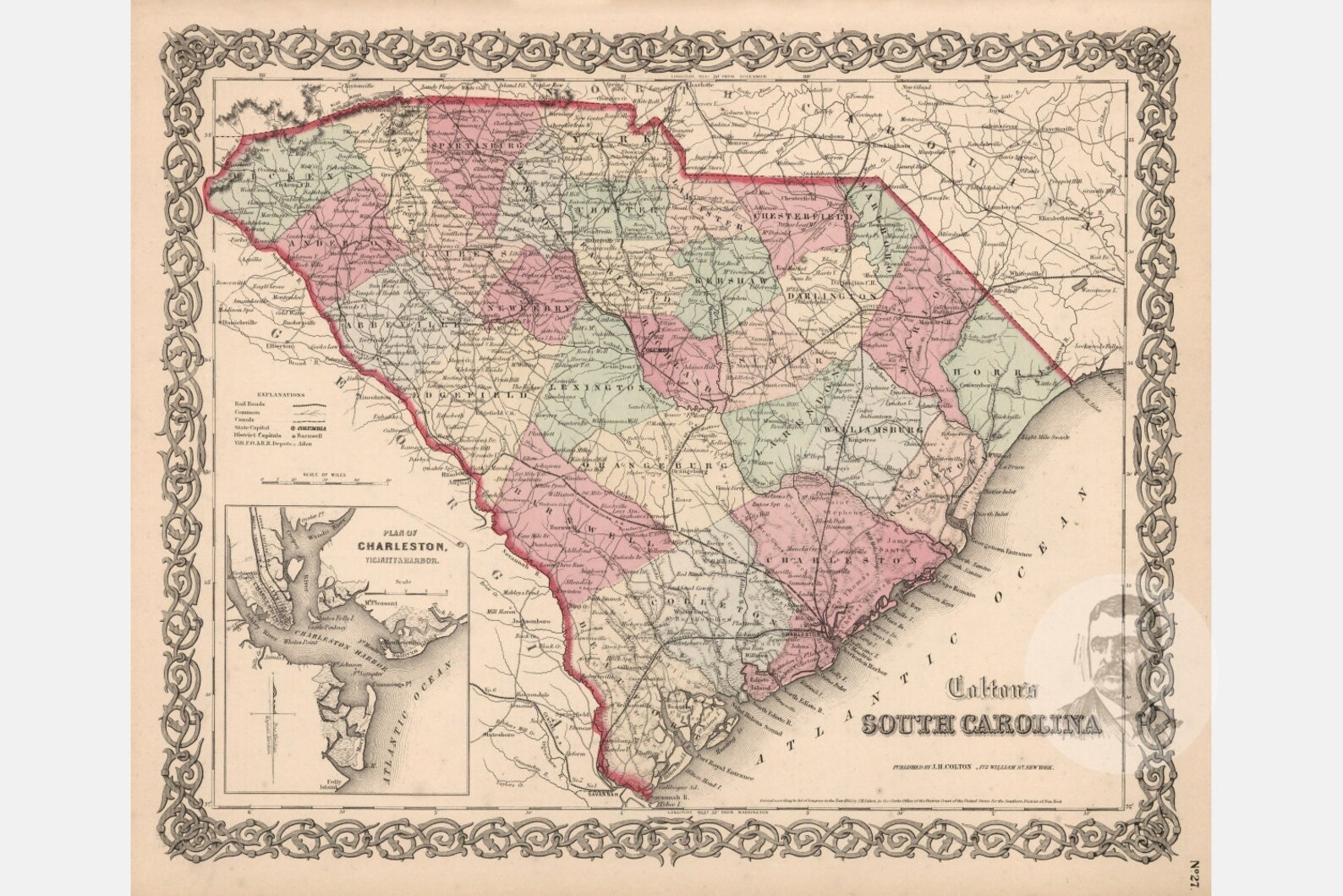 Vintage South Carolina Map 1861 Old Map of South Carolina | Etsy