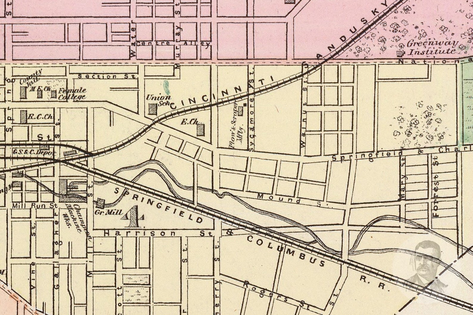 Vintage Springfield Map From 1872 Old Ohio Map Historic Oh Etsy