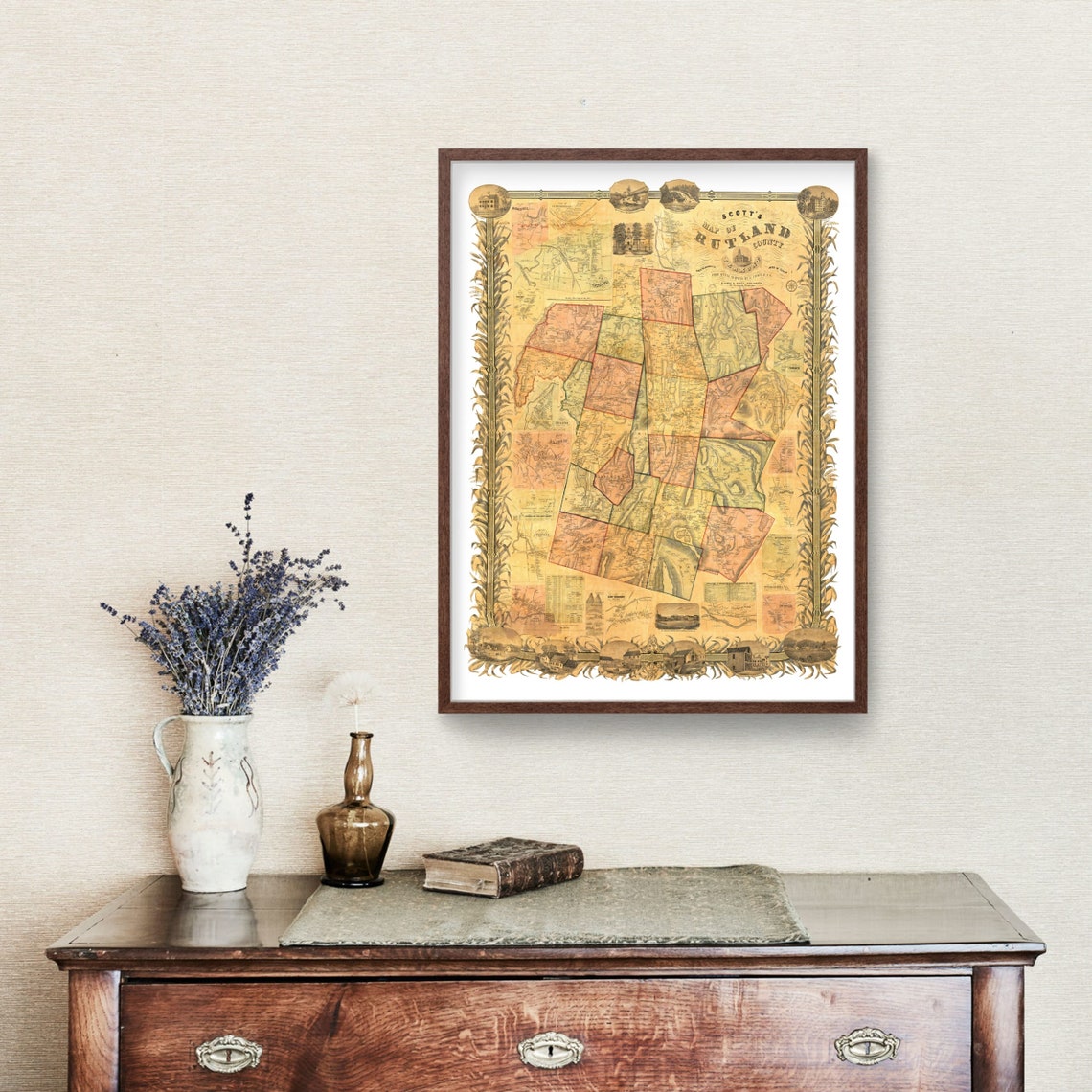 Rutland County Vermont Map 1854 Old Map of Rutland County - Etsy