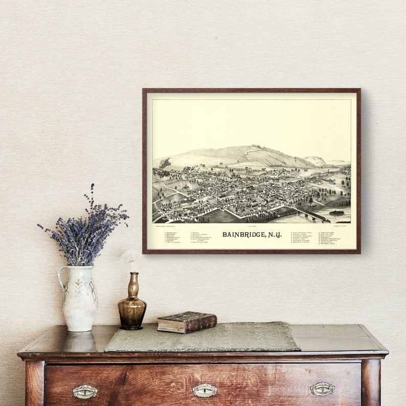 Bainbridge Map 1889 Old Map of Bainbridge New York Art - Etsy