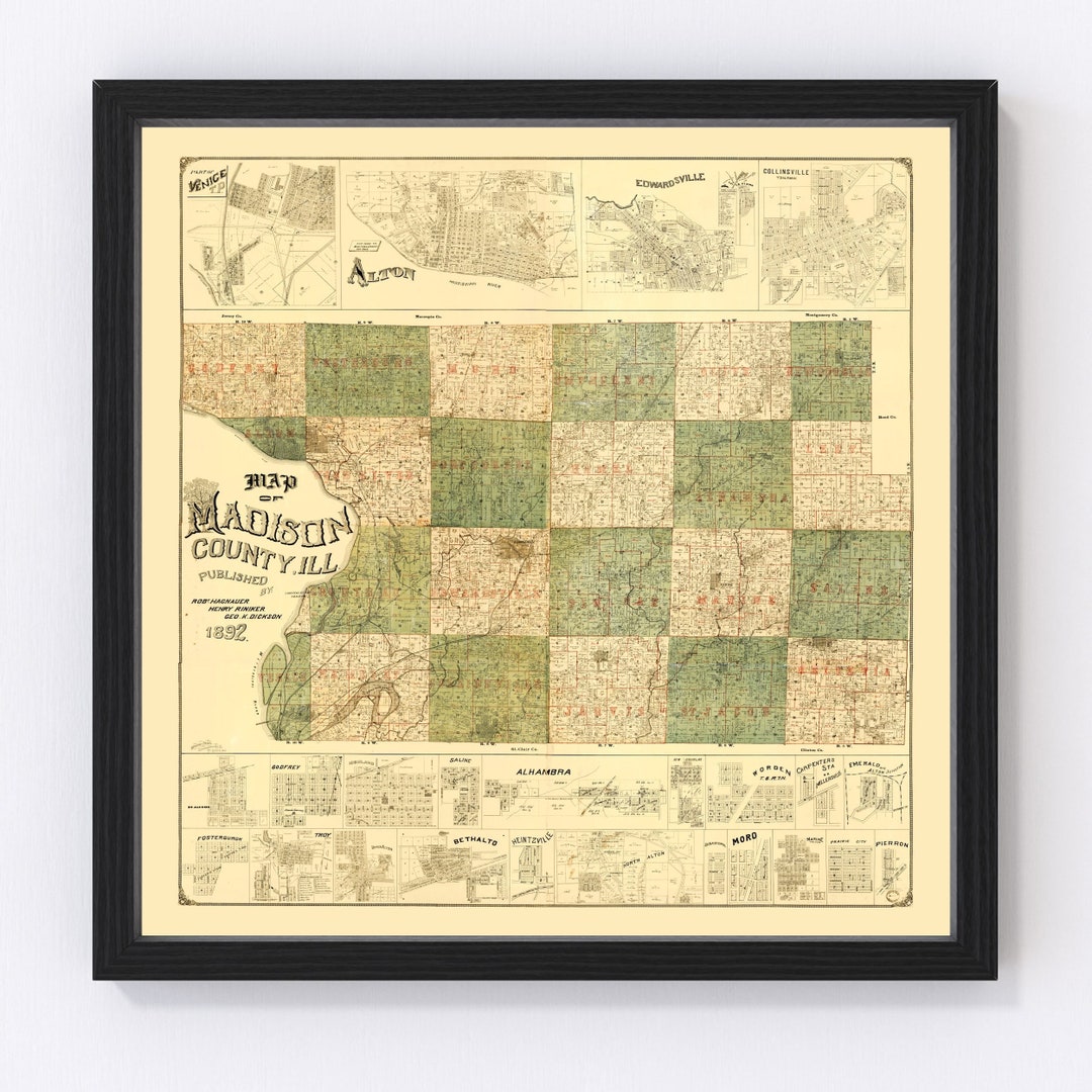 Madison County Map 1892, Vintage Madison County Map, Old Madison County ...
