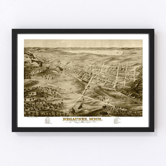 Negaunee Map 1871 Old Map of Negaunee Michigan Art Vintage - Etsy