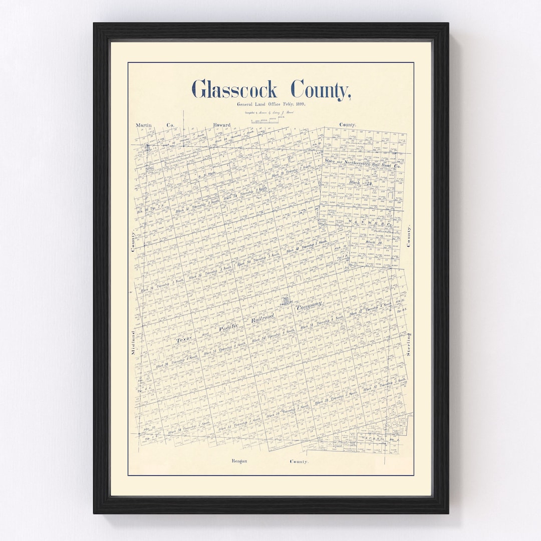 Glasscock County Map 1899, Vintage Glasscock County Map, Old Glasscock ...