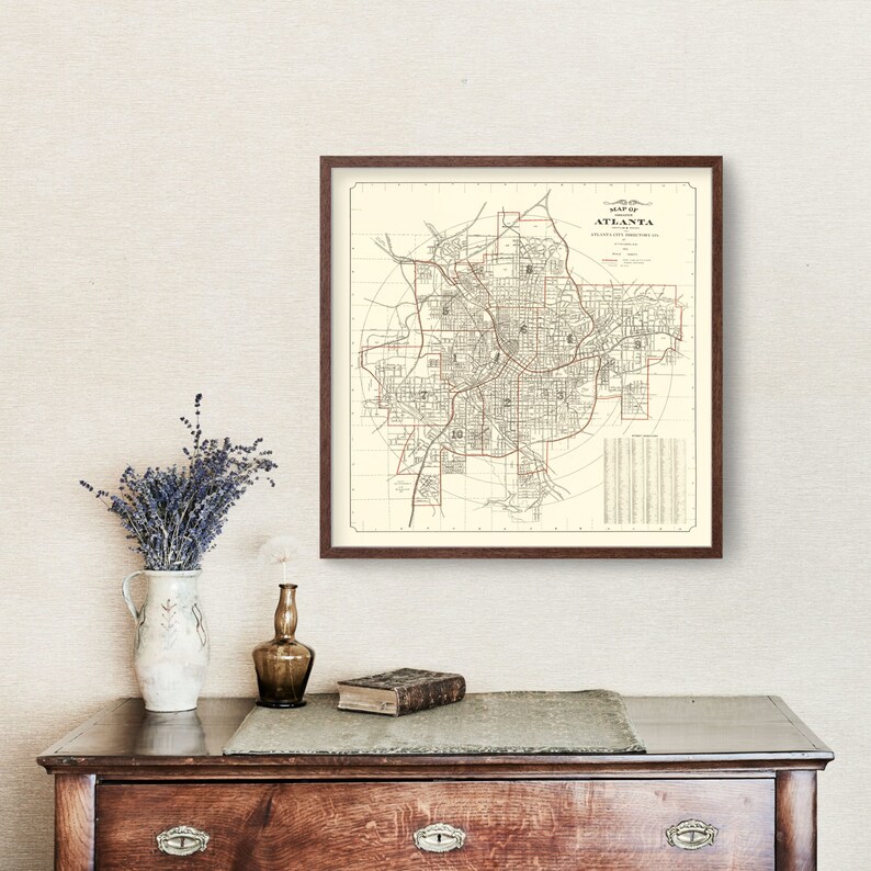 Atlanta Map 1912 Old Map of Atlanta Georgia Art Vintage - Etsy