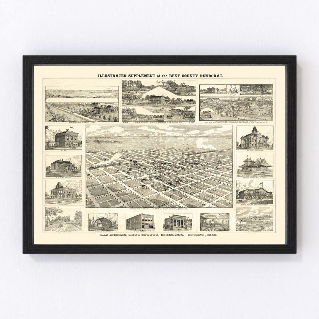 Las Animas Map 1888 Old Map of Las Animas Colorado Art Vintage Print ...