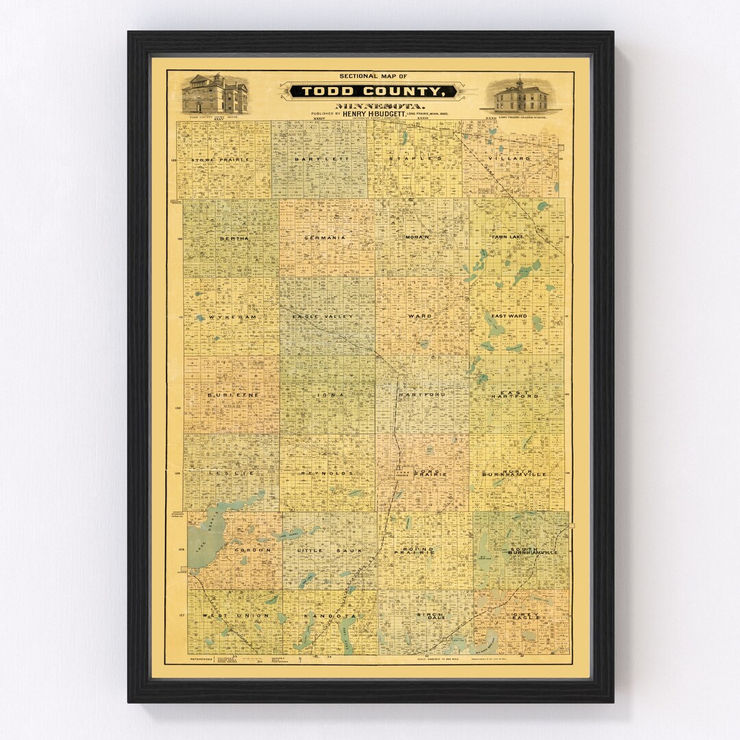 Todd County Map 1890, Vintage Todd County Map, Old Todd County ...