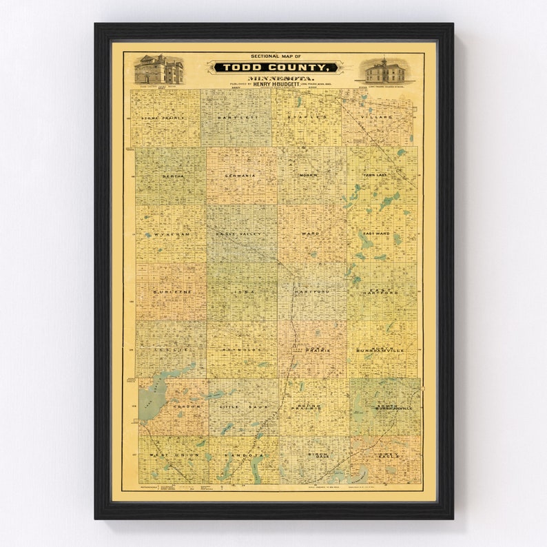 Todd County Map 1890, Vintage Todd County Map, Old Todd County ...