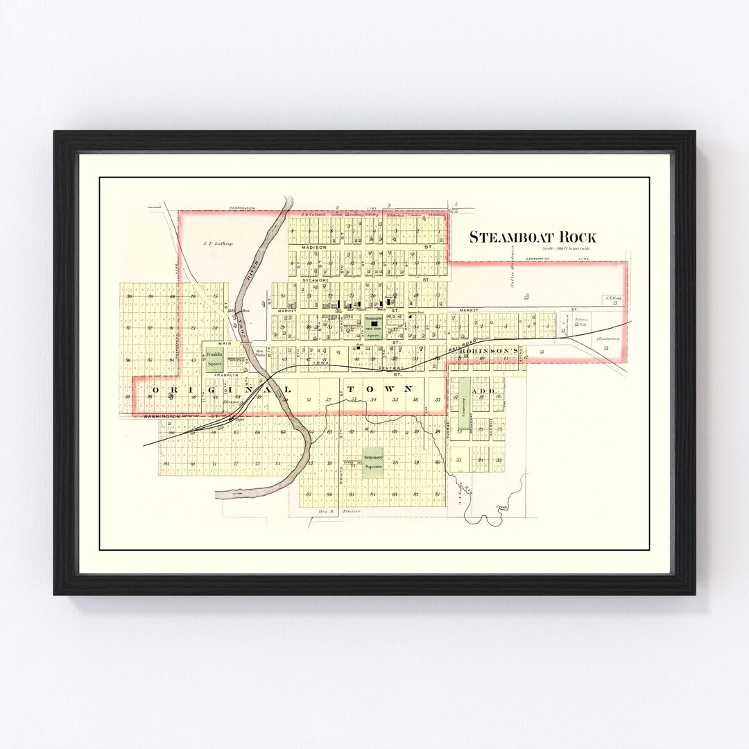 Steamboat Rock Map 1892, Vintage Steamboat Rock Map, Old Steamboat Rock ...