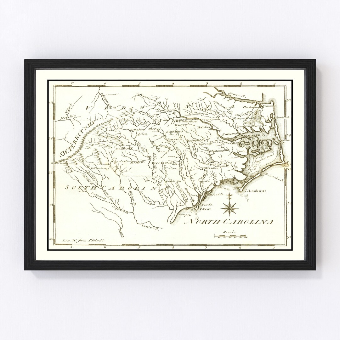 North Carolina Map 1795 Old Map of North Carolina Art - Etsy