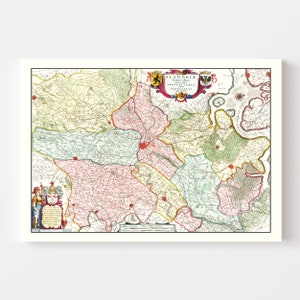 Flanders Map 1665, Vintage Flanders Map, Old Flanders Art, Wall Art ...