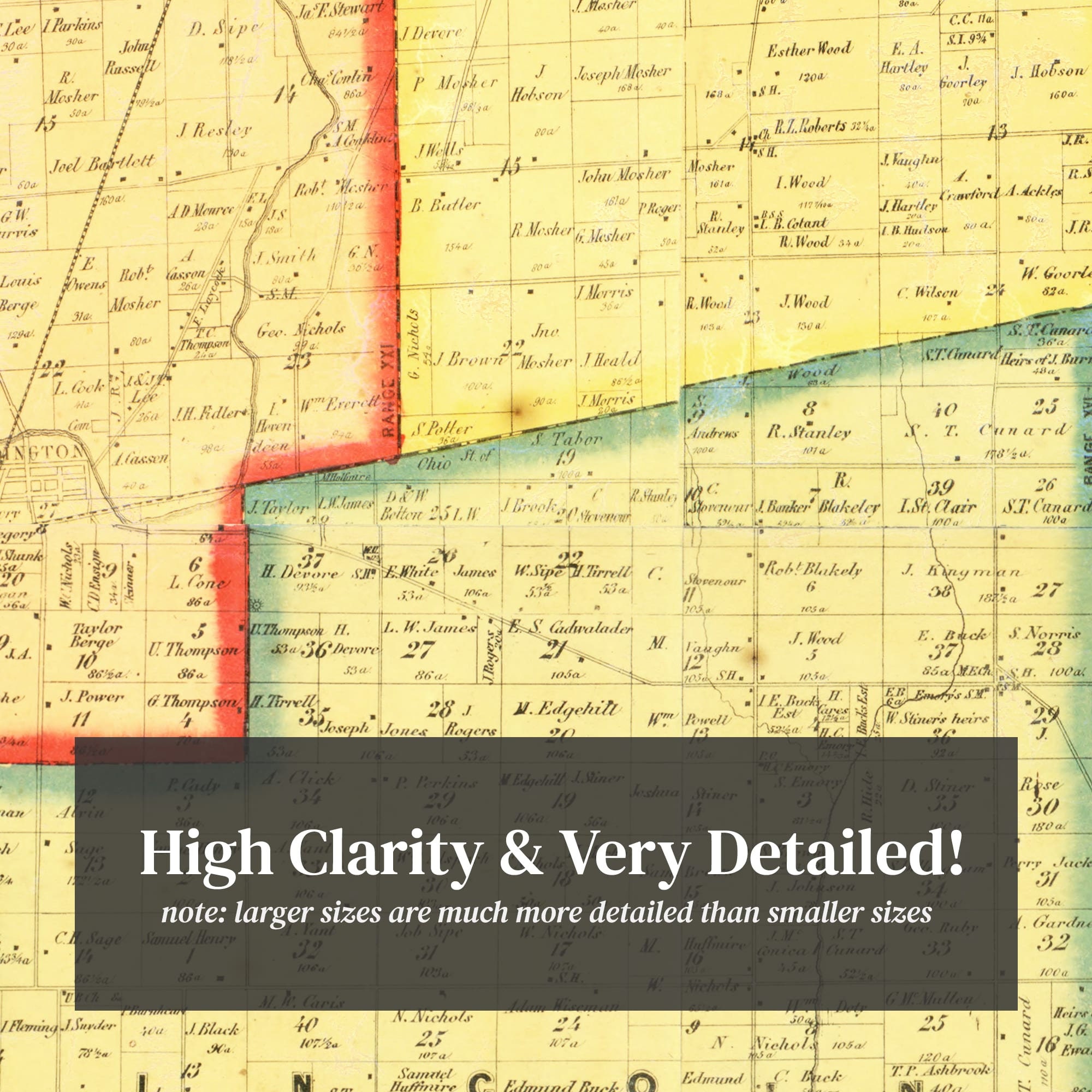 Morrow County Map 1857, Vintage Morrow County Map, Old Morrow County ...