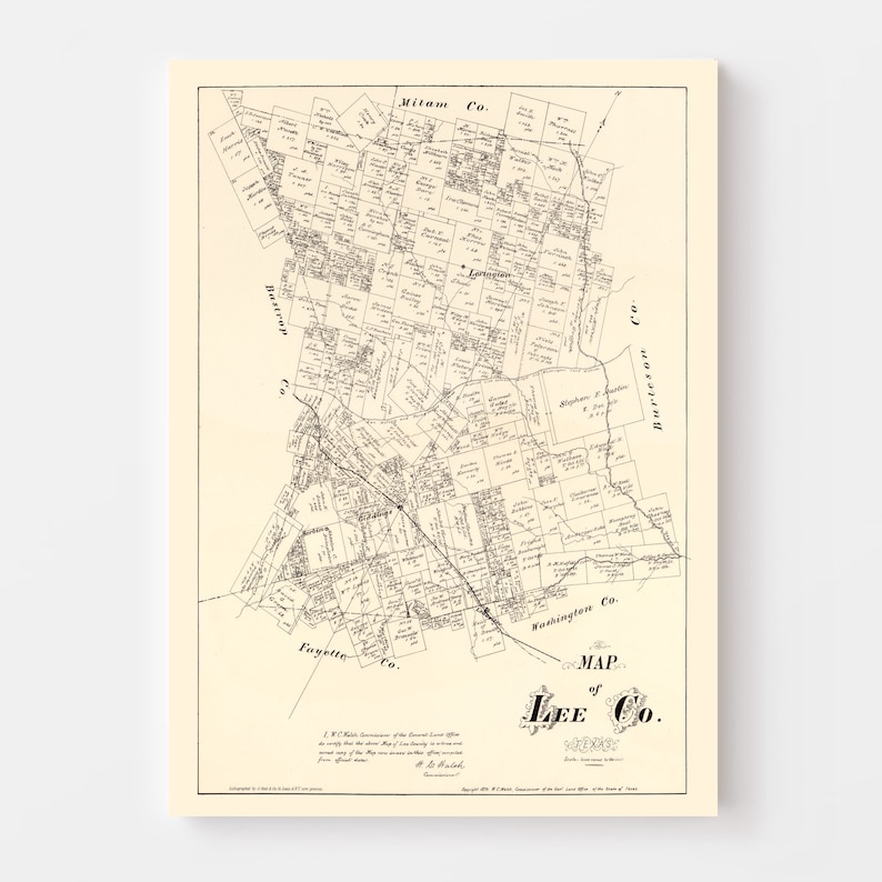 Lee County Texas Map 1879 Old Map of Lee County Texas Art - Etsy