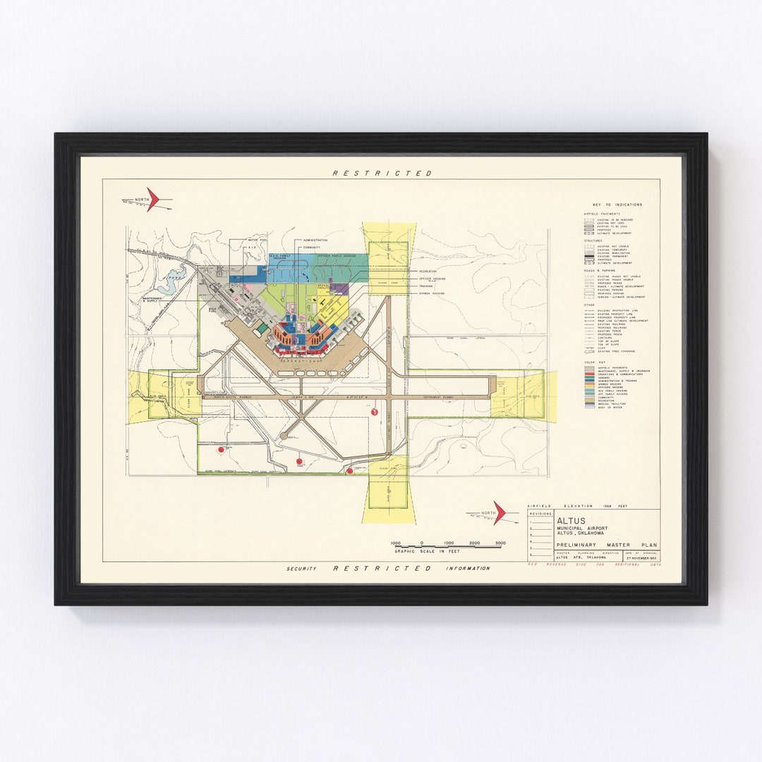 Altus Municipal Airport Map 1952 Old Map of Altus Municipal Airport Art ...
