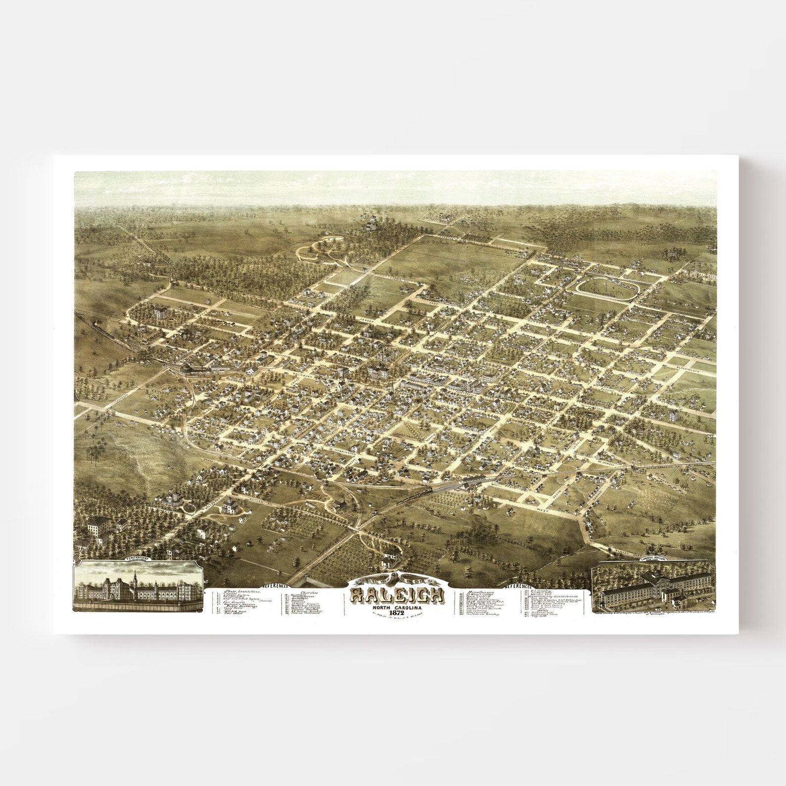 Raleigh Map 1872 Old Map of Raleigh North Carolina Art - Etsy