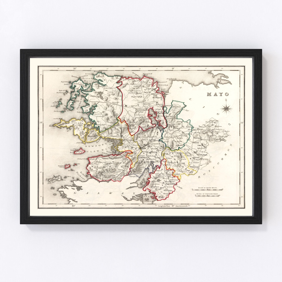 Mayo County Ireland Map 1846 - Old Map of Mayo County Ireland Ireland ...