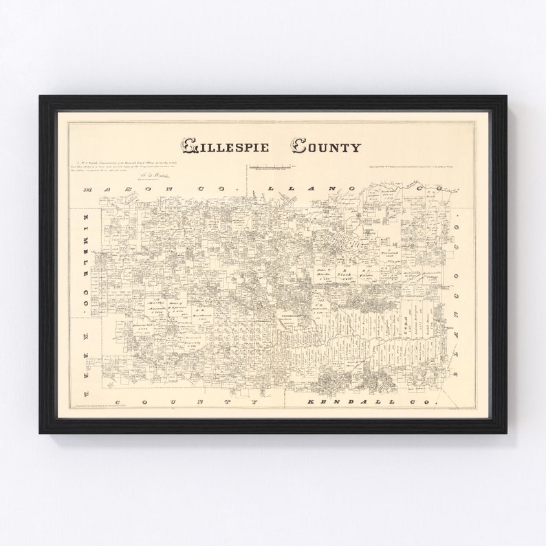 Gillespie County Texas Map 1879 Old Map of Gillespie County - Etsy