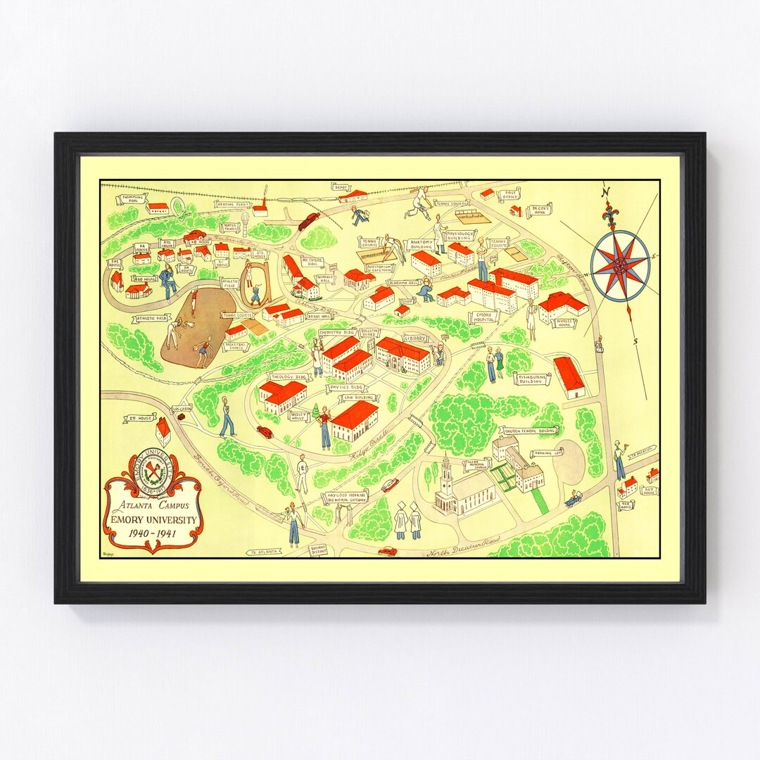 Emory University Map 1941, Vintage Emory University Map, Old Emory ...