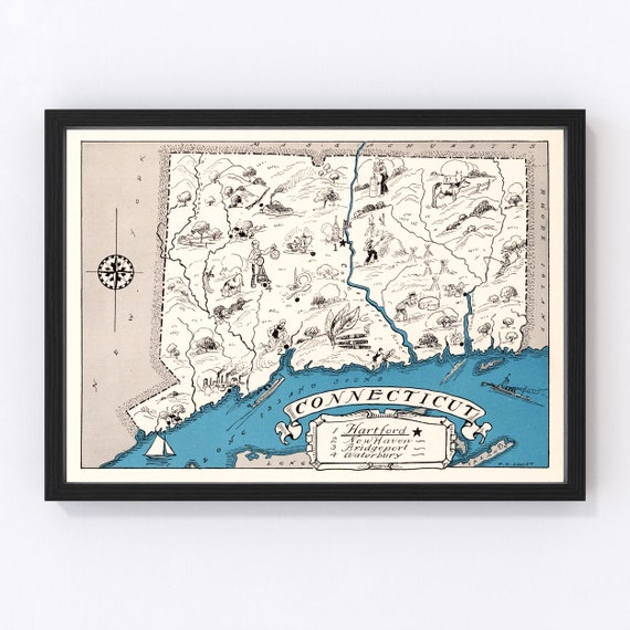 Connecticut Map 1931 Old Map of Connecticut Art Vintage - Etsy