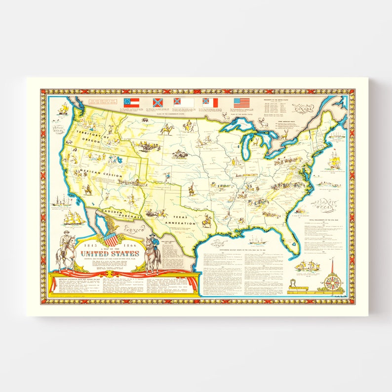 United States Map 1959, Vintage United States Map, Old United States ...