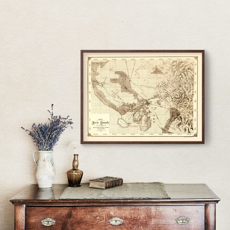 Kern County Map 1888, Vintage Kern County Map, Old Kern County ...