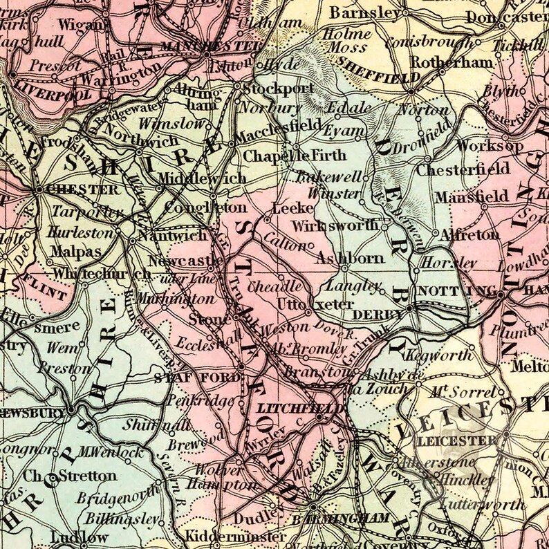 England Map 1842, Vintage England Map, Old England Art, Wall Art Gift ...