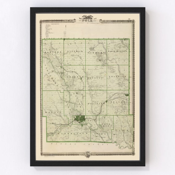 Polk County IA Map 1875 Old Map of Des Moines Iowa Art - Etsy