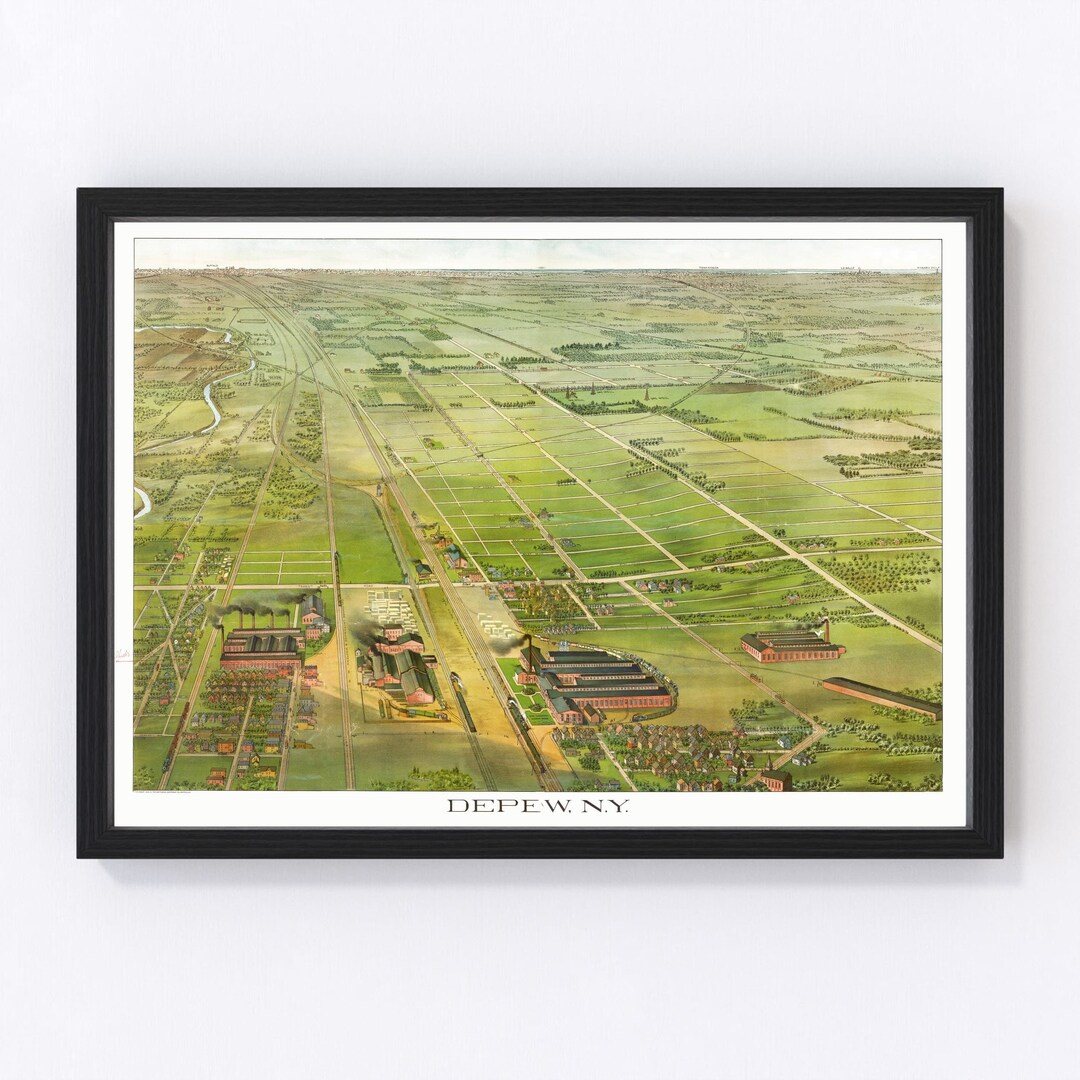 Depew Map 1898 Old Map of Depew New York Art Vintage Print Framed ...