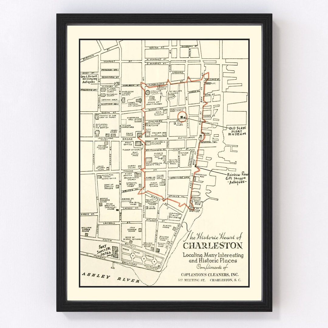 Charleston Map 1946 Old Map of Charleston South Carolina Art Vintage ...