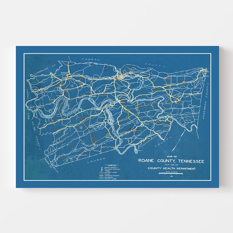 Roane County Map 1930, Vintage Roane County Map, Old Roane County ...