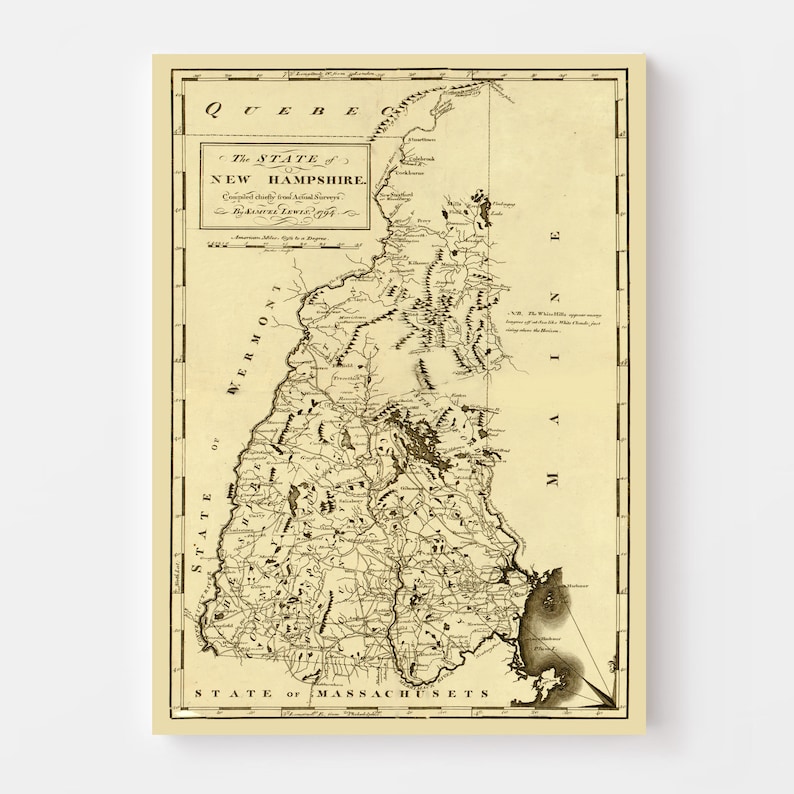 New Hampshire Map 1794 Old Map of New Hampshire Art Vintage - Etsy