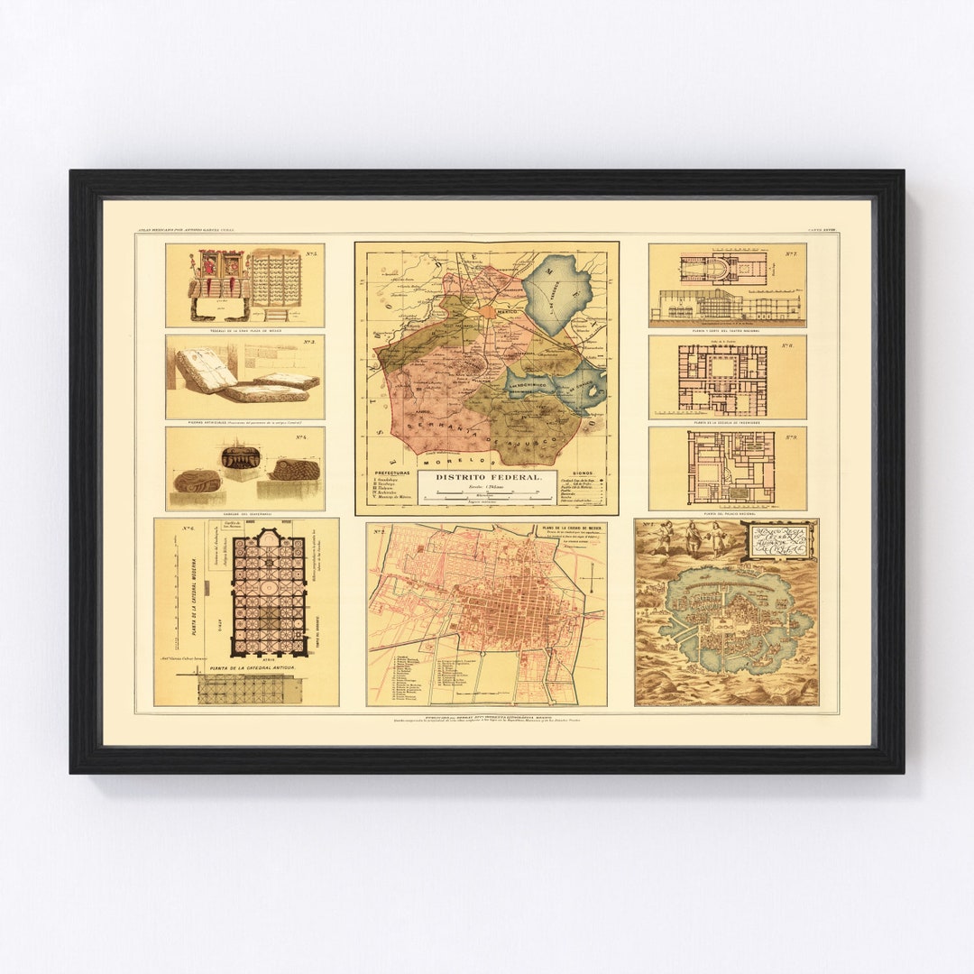Mexico City Map 1886 Old Map of Mexico City Mexico Art Vintage Print ...