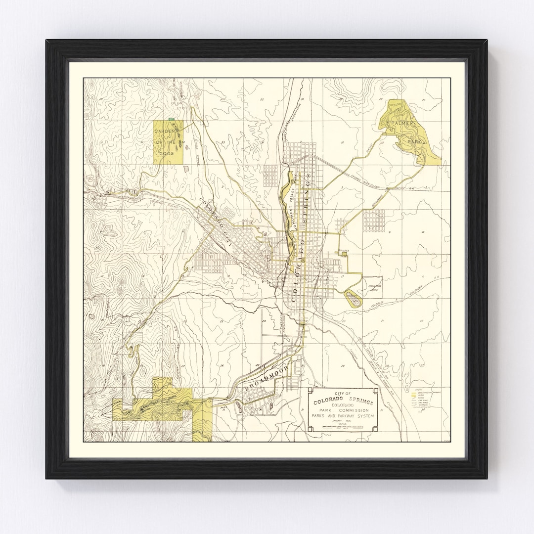 Colorado Springs Map 1909 Old Map of Colorado Springs Colorado Art ...