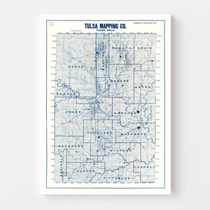Tulsa Map 1913 Old Map of Tulsa Oklahoma Art Vintage Print Framed ...