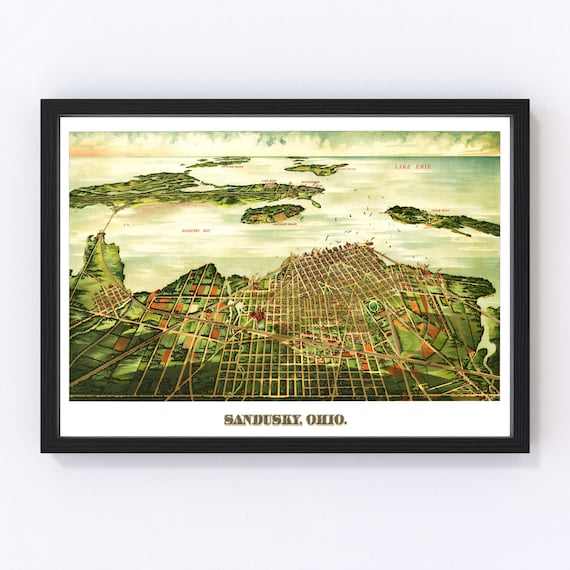 Sandusky Map 1898 Old Map of Sandusky Ohio Art Vintage Print - Etsy