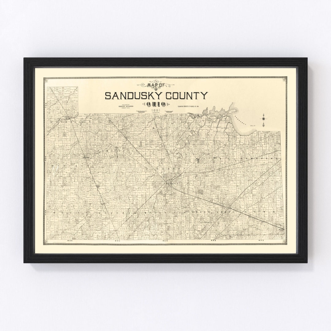 Sandusky County Map 1891, Vintage Sandusky County Map, Old Sandusky ...