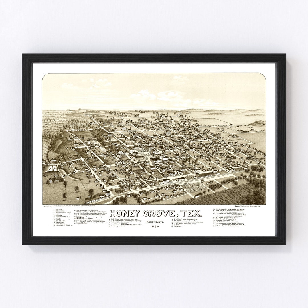 Hone Grove Map 1885 Old Map of Hone Grove Texas Art Vintage Print ...