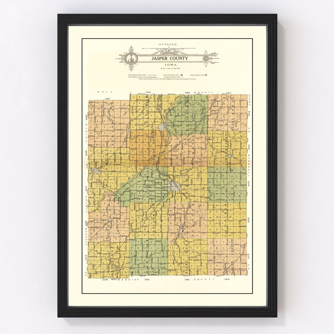 Jasper County Map 1914, Vintage Jasper County Map, Old Jasper County ...