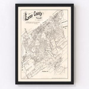 Leon County Texas Map 1879 - Old Map of Leon County Texas Art Vintage ...