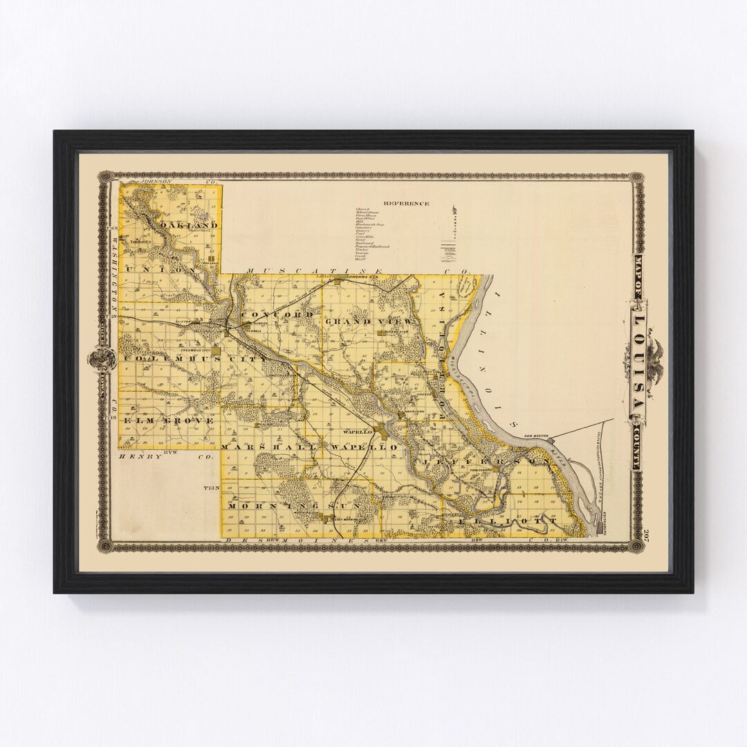 Louisa County Map 1875, Vintage Louisa County Map, Old Louisa County ...