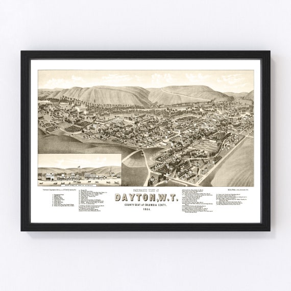 Dayton Map 1884 Old Map of Dayton Washington Art Vintage - Etsy