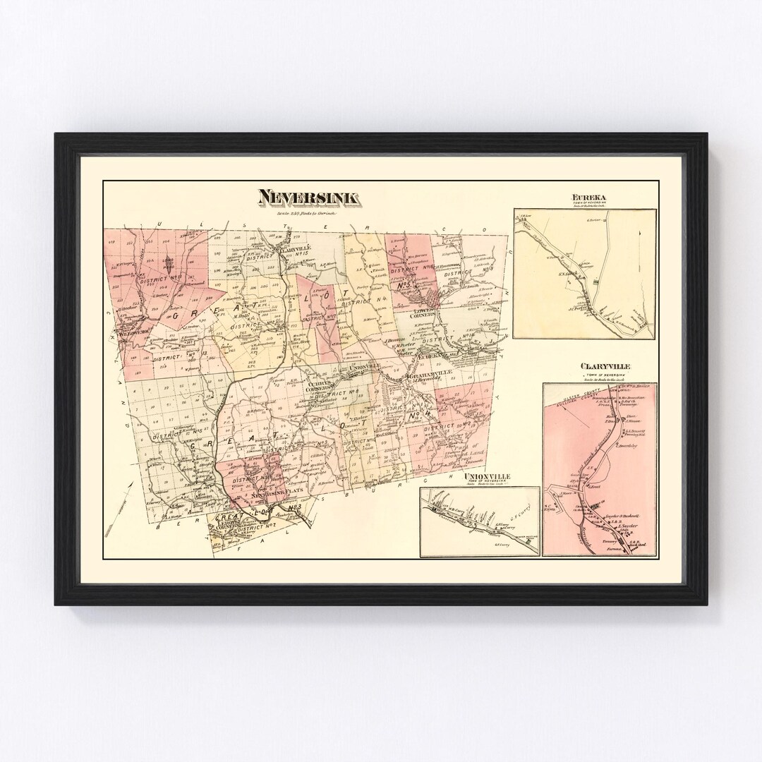 Neversink Township Map 1875, Vintage Neversink Township Map, Old ...