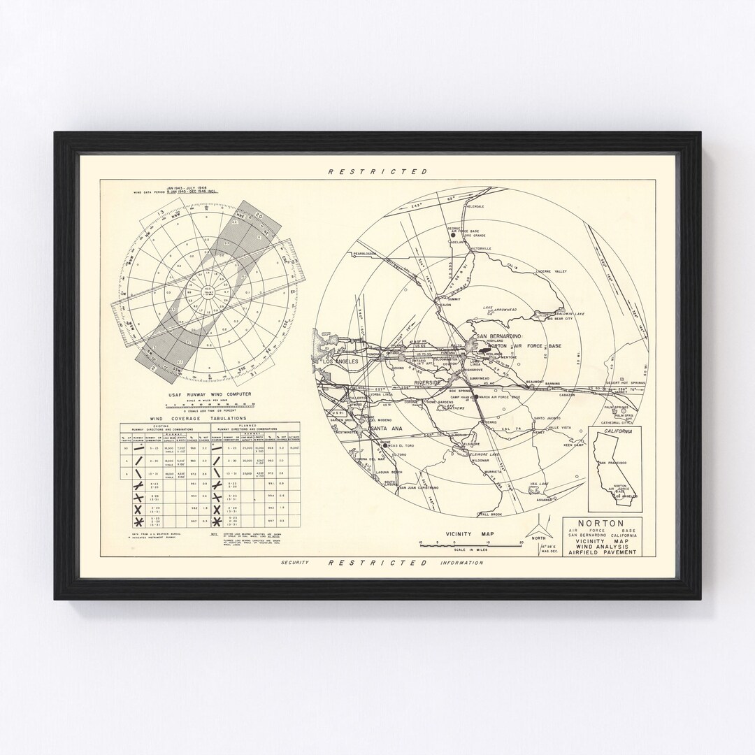 Olmsted Air Force Base Map 1951, Vintage Olmsted Air Force Base Map ...