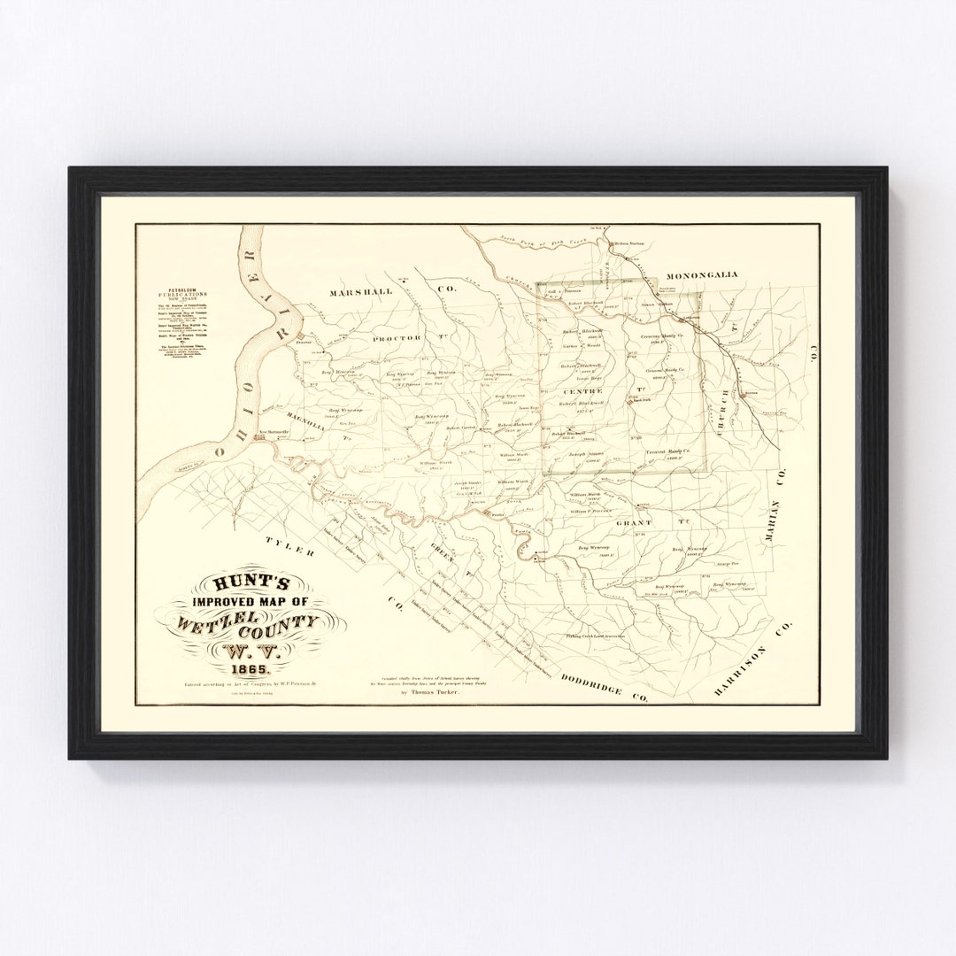 Wetzel County West Virginia Map 1865 Old Map of Wetzel - Etsy