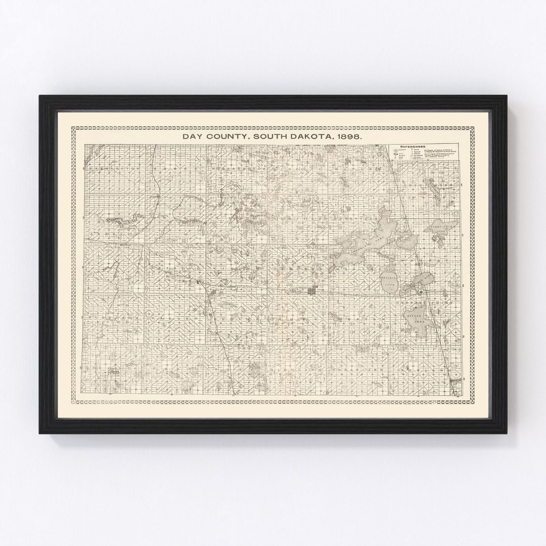 Day County Map 1898, Vintage Day County Map, Old Day County South ...