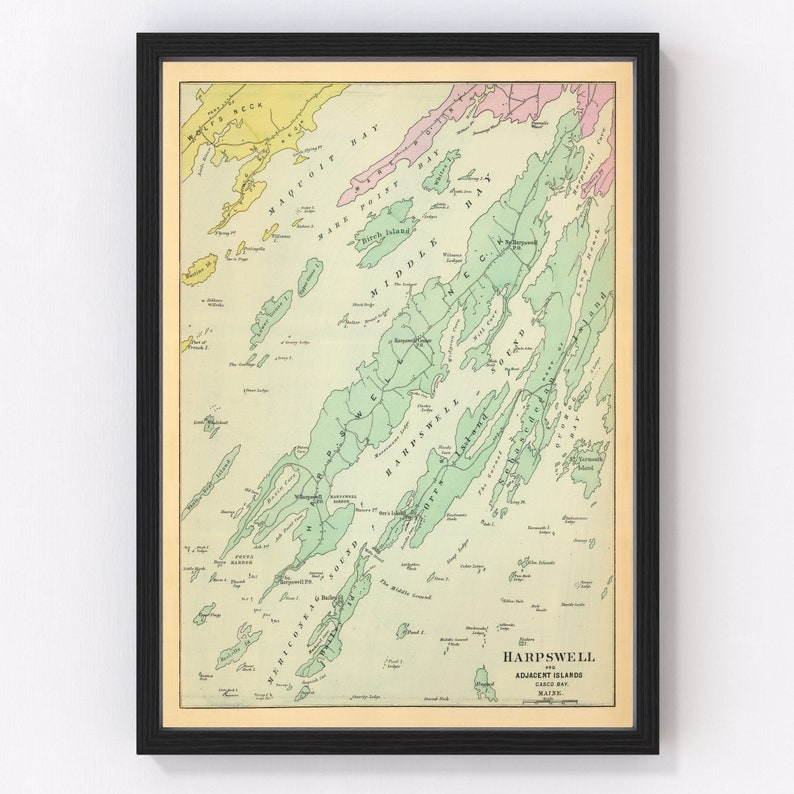 Harpswell Map 1894 Old Map of Harpswell Maine Art Vintage - Etsy
