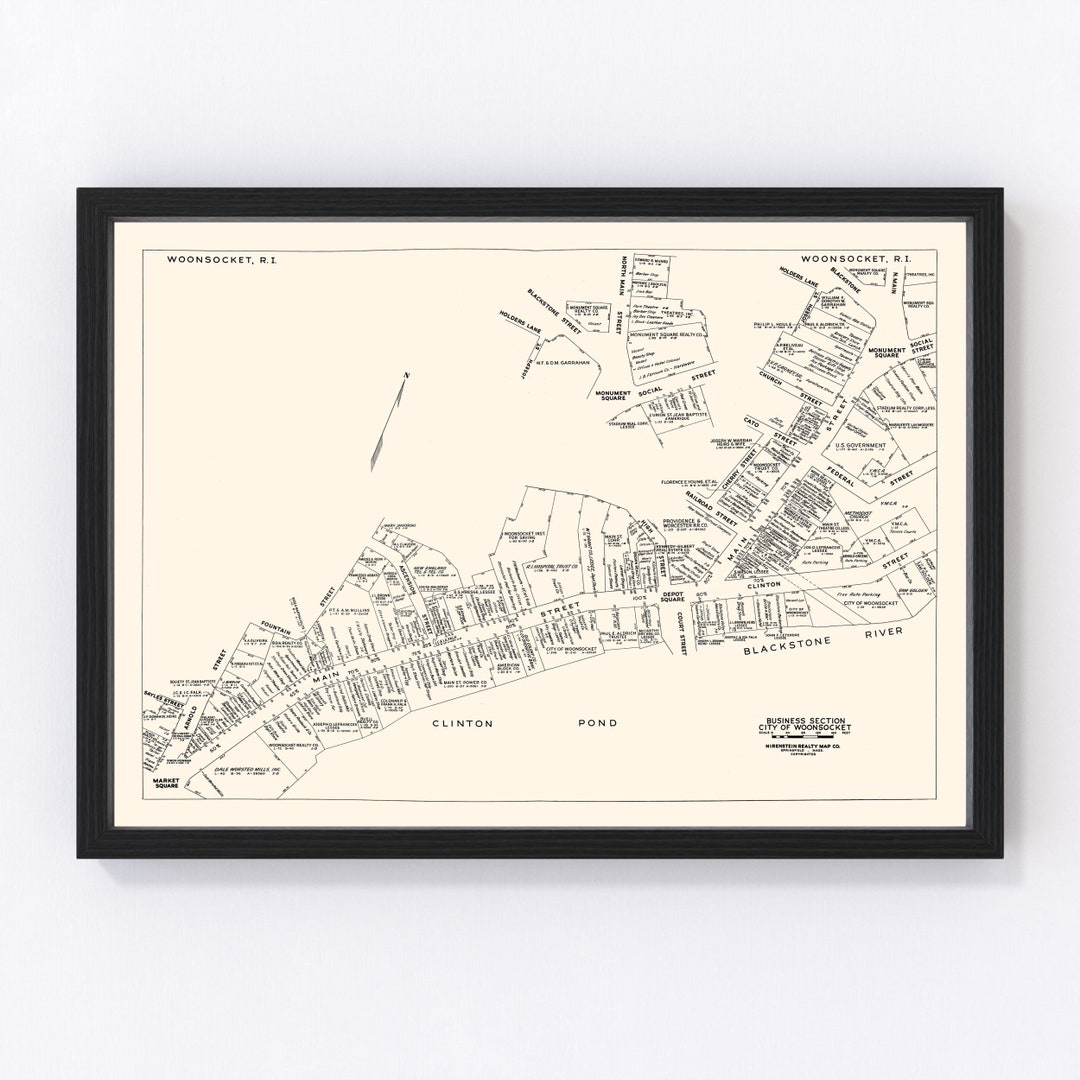 Woonsocket Map 1946, Vintage Woonsocket Map, Old Woonsocket Rhode ...