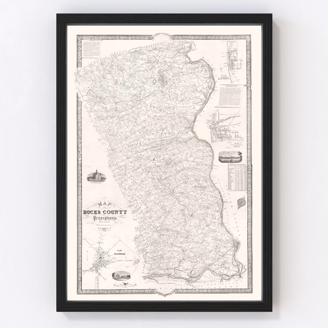 Bucks County Pennsylvania Map 1850 - Old Map of Bucks County ...