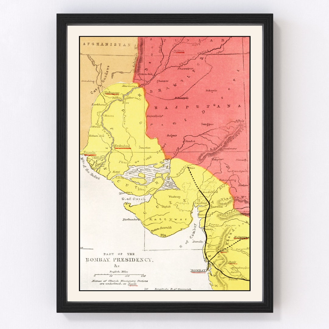 Bombay Map 1862, Vintage Bombay Map, Old Bombay Art, Wall Art Gift for ...