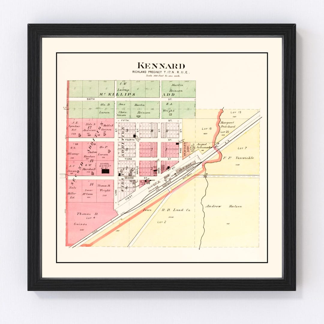 Kennard Map 1908, Vintage Kennard Map, Old Kennard Nebraska Art, Wall ...