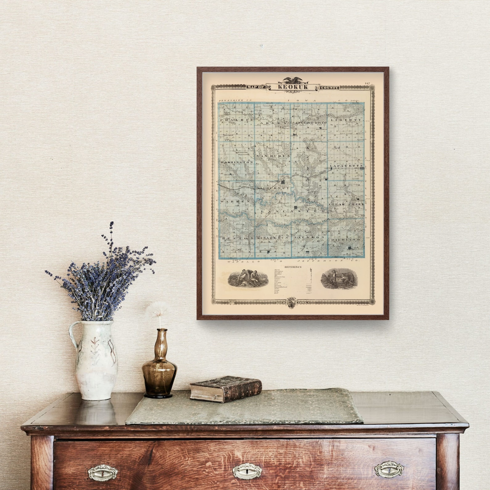 Keokuk County Map 1875, Vintage Keokuk County Map, Old Keokuk County ...